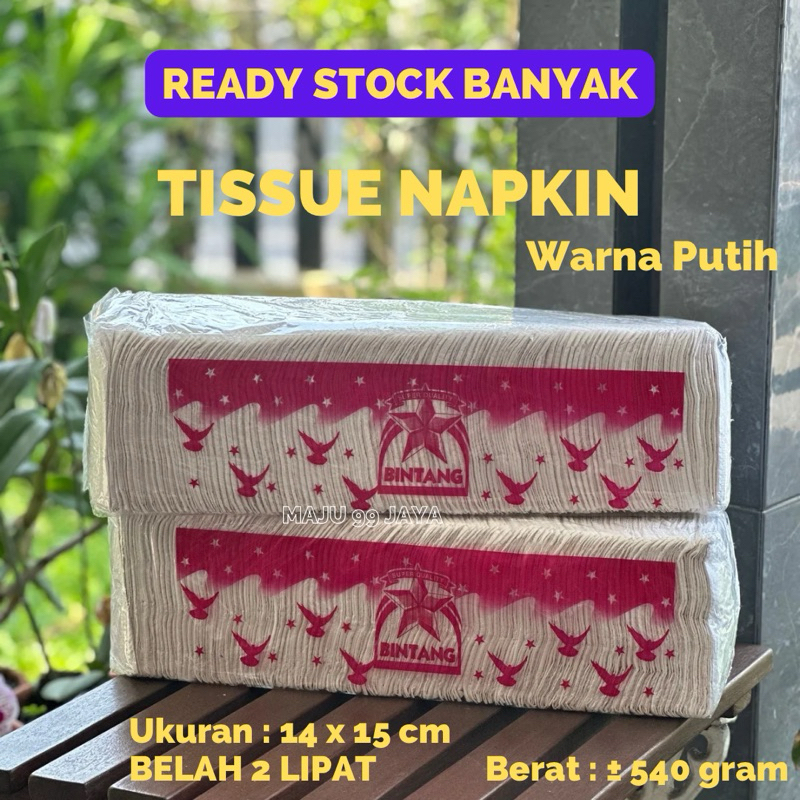 Jual (±540gr) Tisu Tissue Napkin Kiloan Warna Putih ukuran 14x15 cm ...