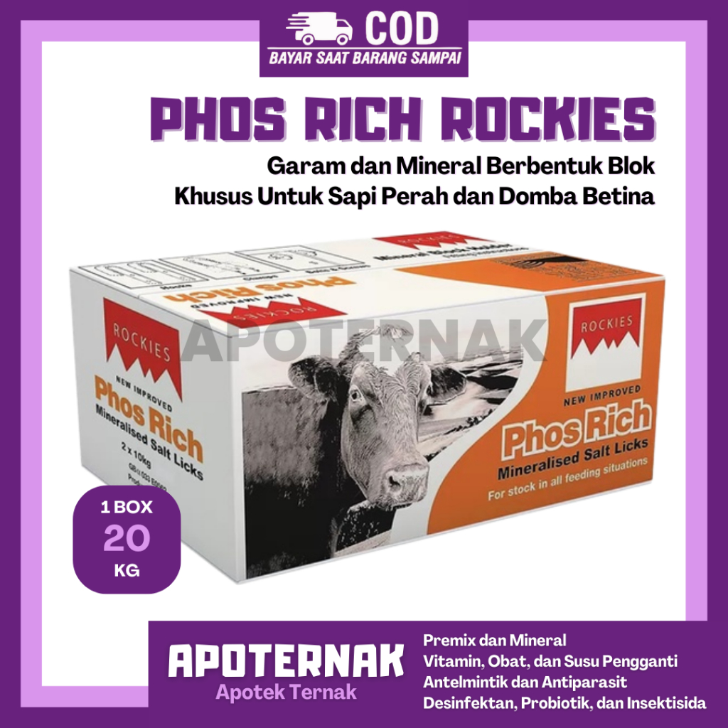 Jual Mineral Blok PHOS RICH 20 kg | Mineral Sapi Perah & Domba Betina | ROCKIES Tithebarn ...
