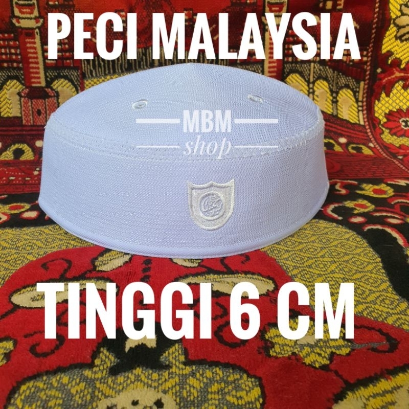 Jual peci kopyah songkok malaysia putih tinggi 6 cm | Shopee Indonesia
