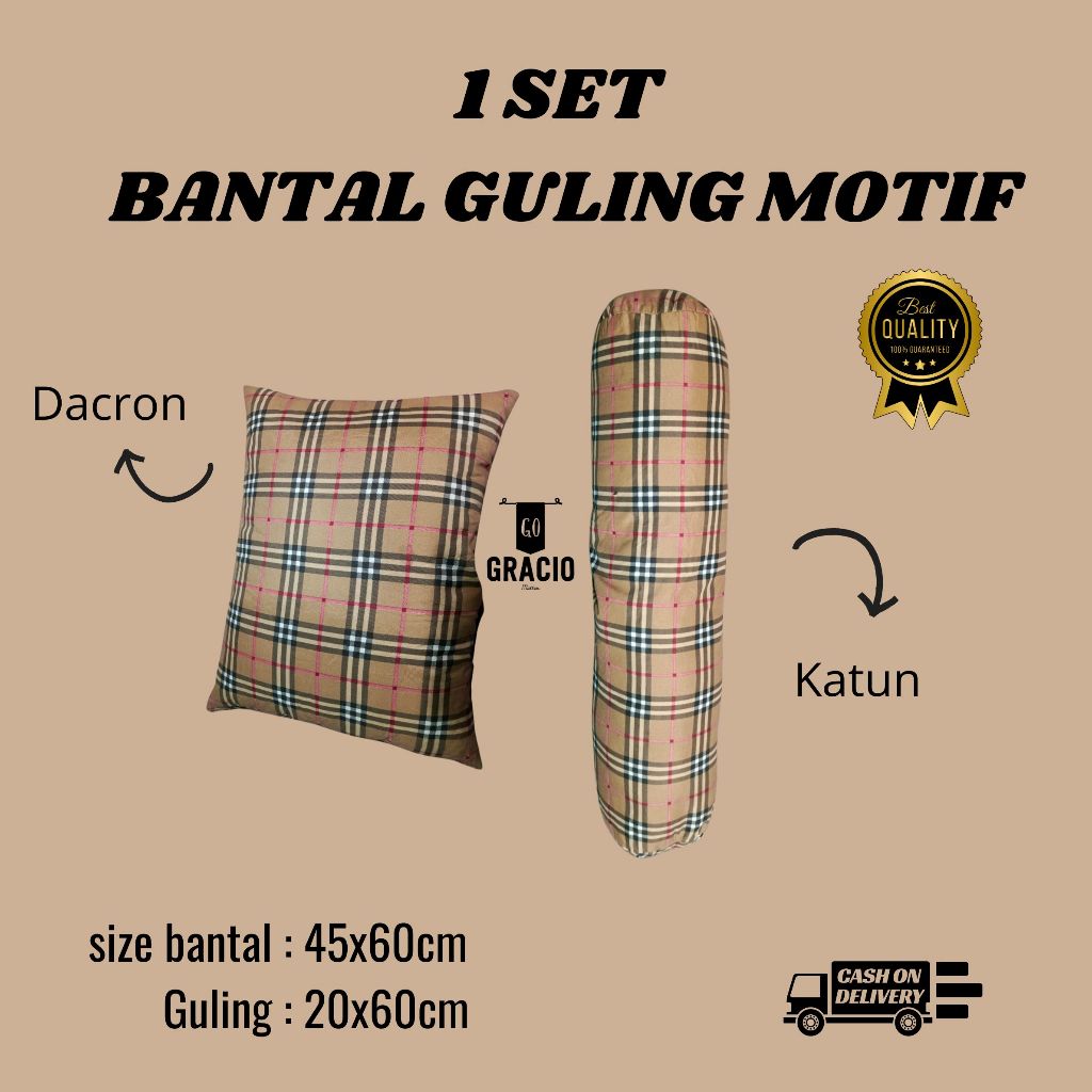 Jual Paket 1 Bantal 1 Guling Kain Motif Dewasa Nyaman Lembut Dan Empuk ...