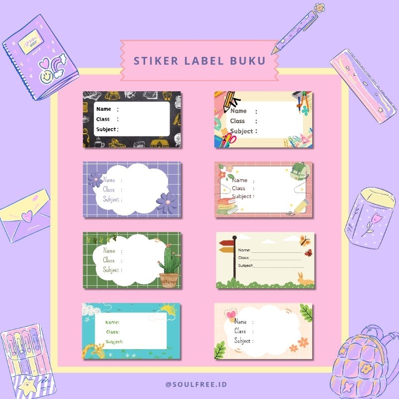 Jual (35pcs) Stiker label buku / stiker label mapel / stiker buku ...