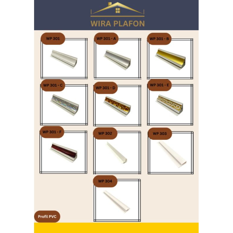 Jual Wira Plafon - Lis Profil PVC, Siku PVC, Sambungan (H) PVC, U-clip ...