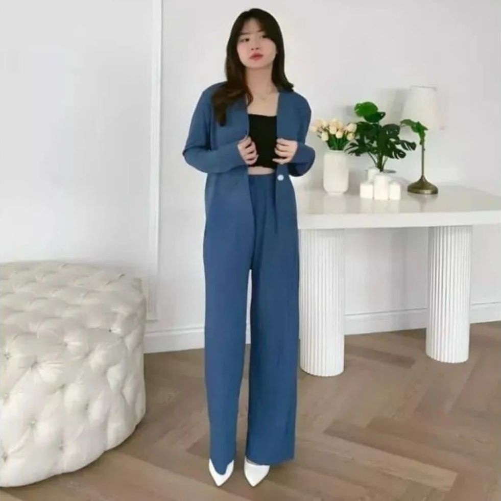 Jual One Set Casey Setelan Wanita Crop Top Knit Baju Lebaran Dewasa Wanita 2024 Baju Setelan ...