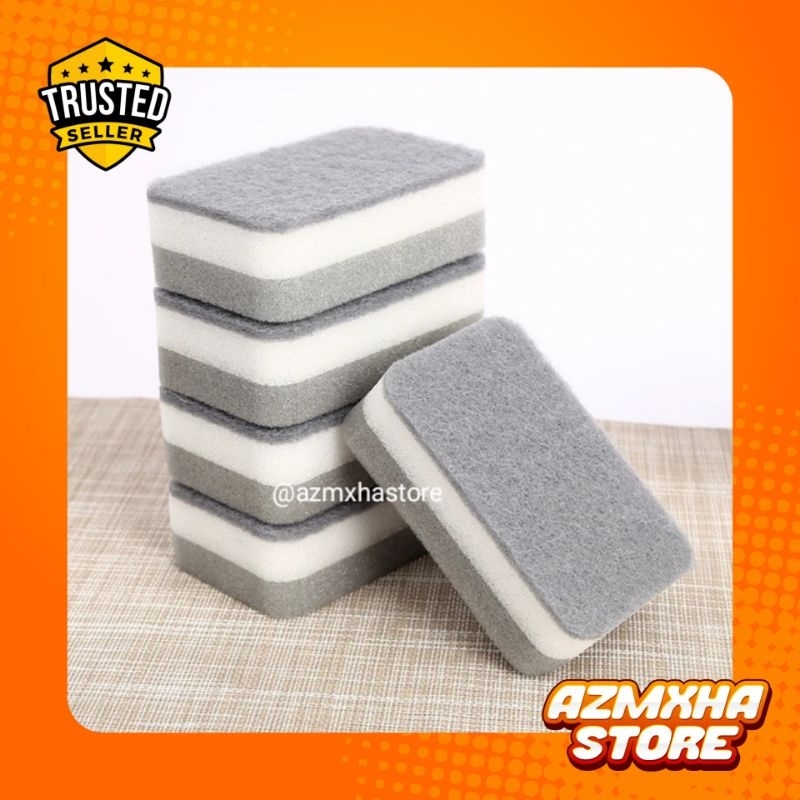 Jual [azmxha store] busa cuci piring grey spon cuci peralatan dapur ...