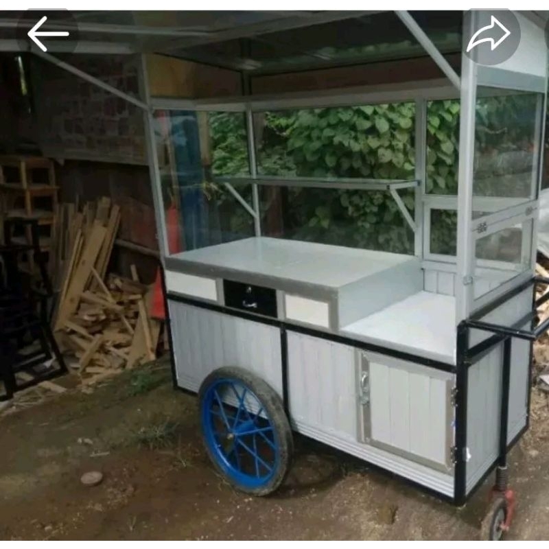Jual gerobak aluminium 1.3 meter roda motor | Shopee Indonesia
