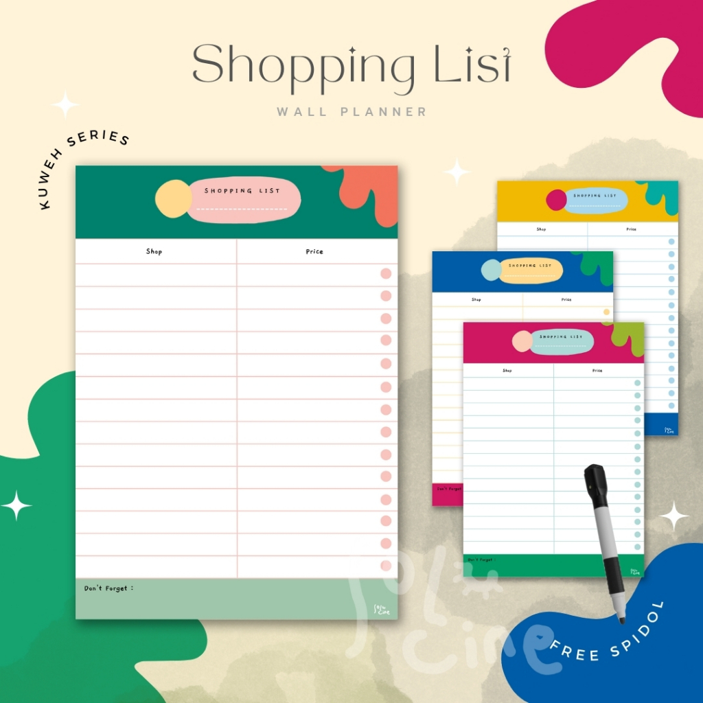Jual Shopping Planner / Shopping List / Wall Planner Reuseable - Kuweh ...