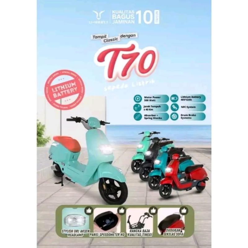 Jual Sepeda Listrik Uwinfly Tipe New T70 Battery tipe LITHIUM | Shopee Indonesia