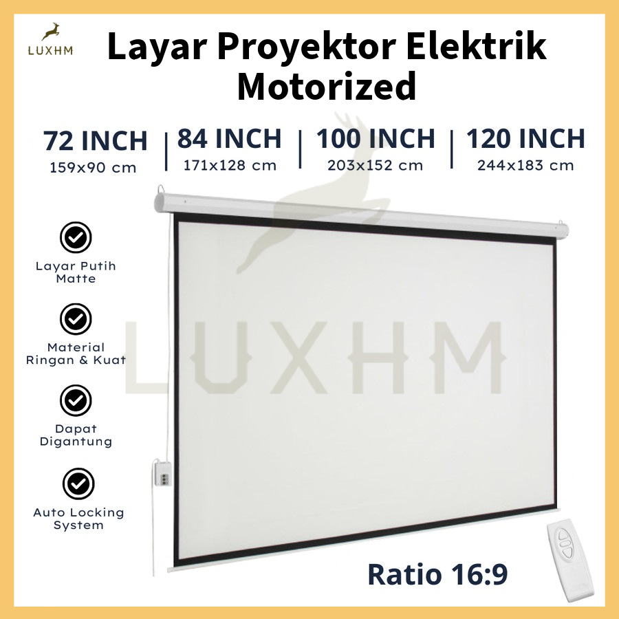 Jual Layar Proyektor Elektrik Motorized dengan Remote | Shopee Indonesia