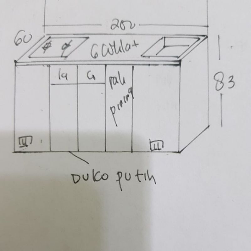 Jual kitchen set bawah dengan sink dan lubang kompor ukuran 200 top ...