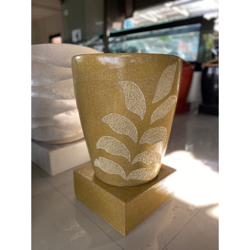 Jual bak mandi - pot terrazzo uin kuning ukir daun - bak keramik ...