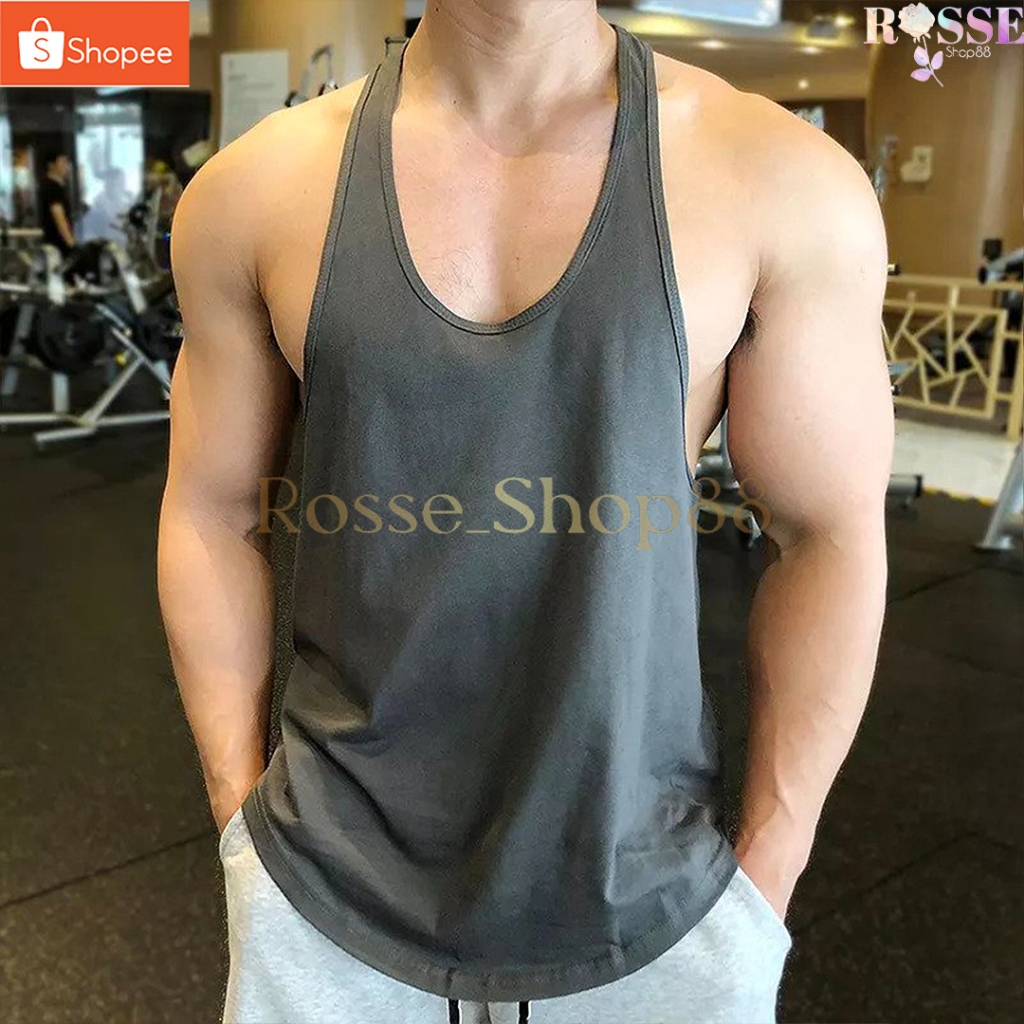 Jual Singlet Pria Stringer Tanktop Tali Kecil Pria Workout Gym Fitness ...