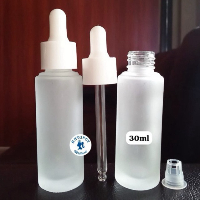 Jual botol pipet tetes 30 ml kaca tebal frosted maya pipet putih ...