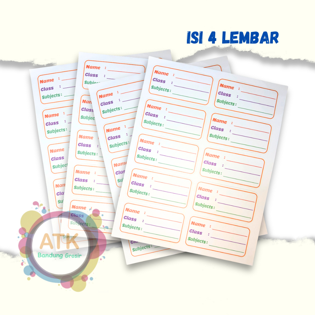 Jual Label Sticker Mapel ( Stiker Mata Pelajaran ) Stiker Nama Buku ...