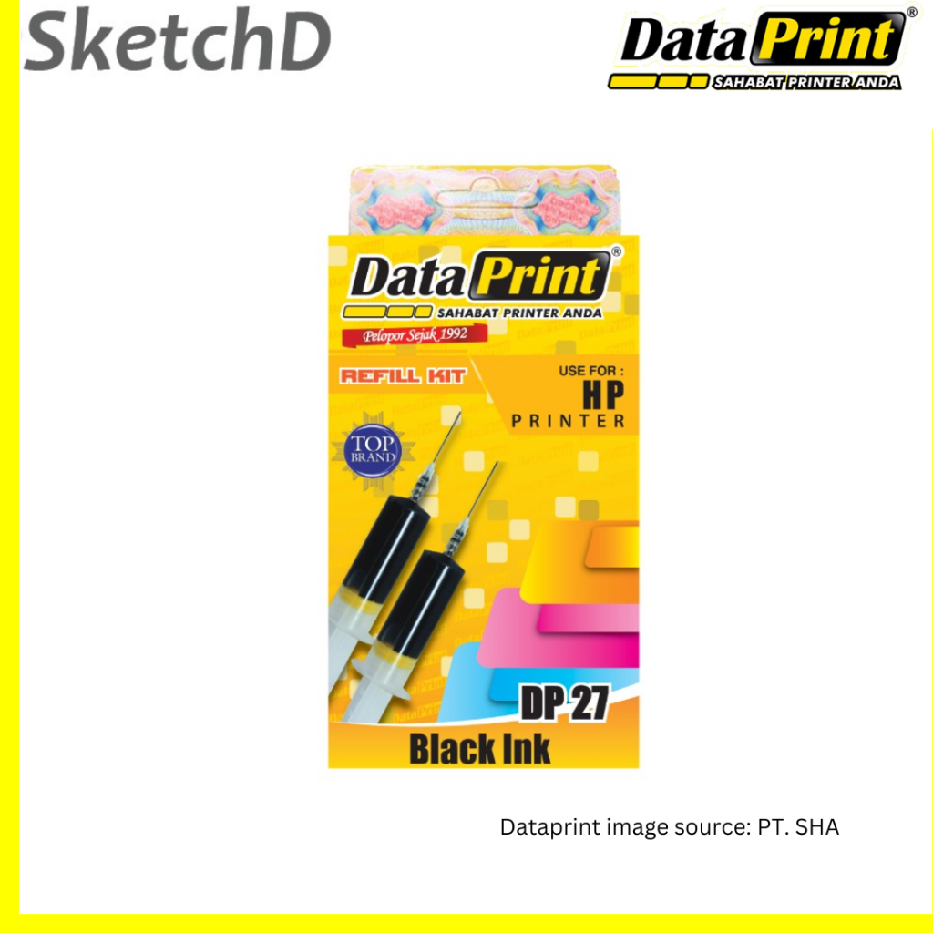 Jual Tinta Suntik isi ulang hitam Printer HP Dataprint DP27 - Black ...