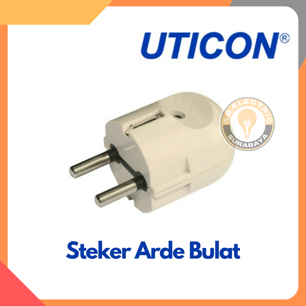 Jual Uticon Steker Arde Bulat Putih (S-28R) Colokan Listrik 2P Bulat ...