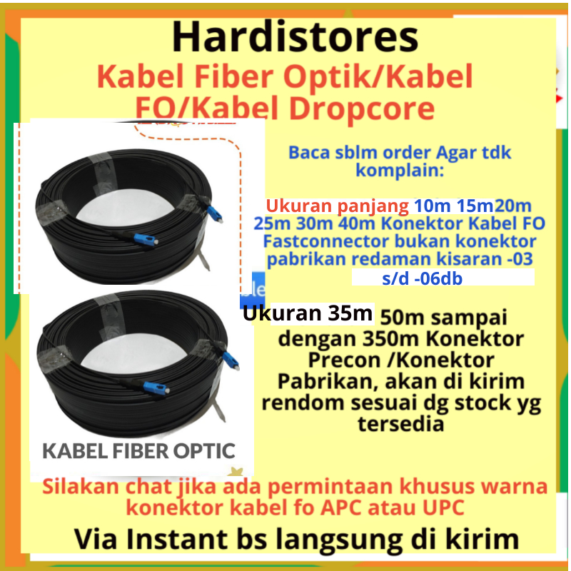 Jual Kabel Fiber Optik Dropcore Kabel FO Sc SC 1 Core 3 Sling 10 meter ...
