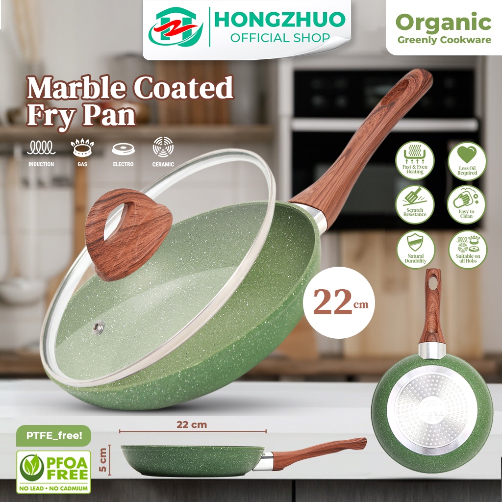 Jual Tifale by Hongzhuo Organic Greenly Cookware Fry Pan 22cm Marble Coated Anti Lengket Wok Pan ...