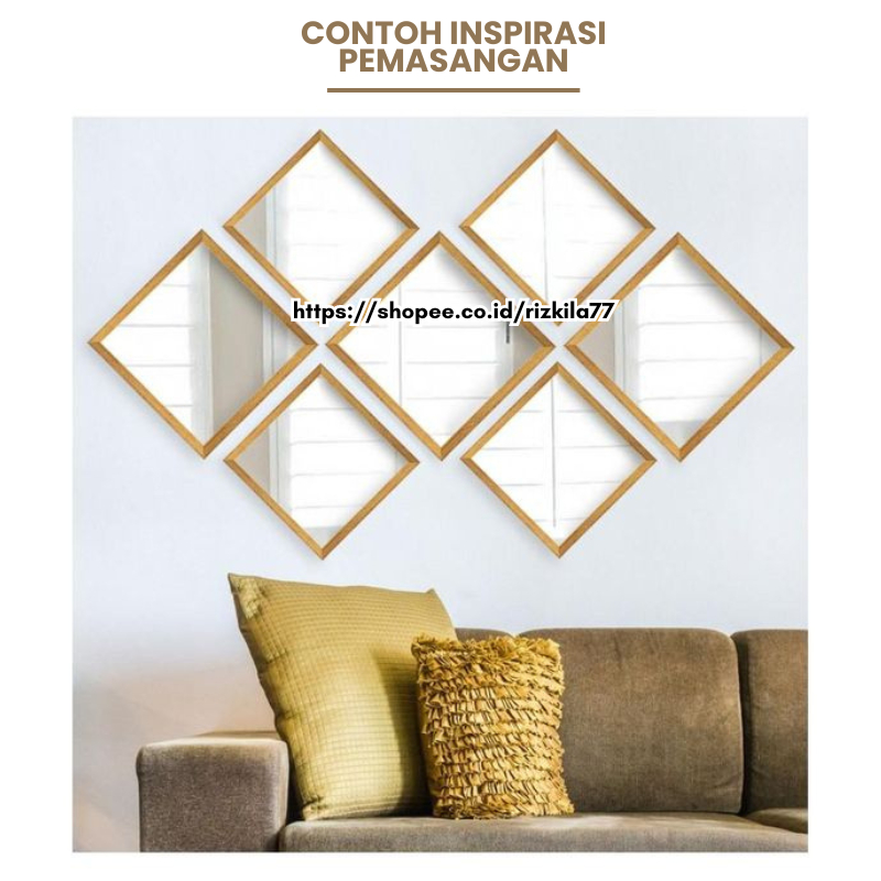 Jual Kaca Cermin Tempel Aesthetic Dinding Kamar Ruang Tamu 15X15 CM ...