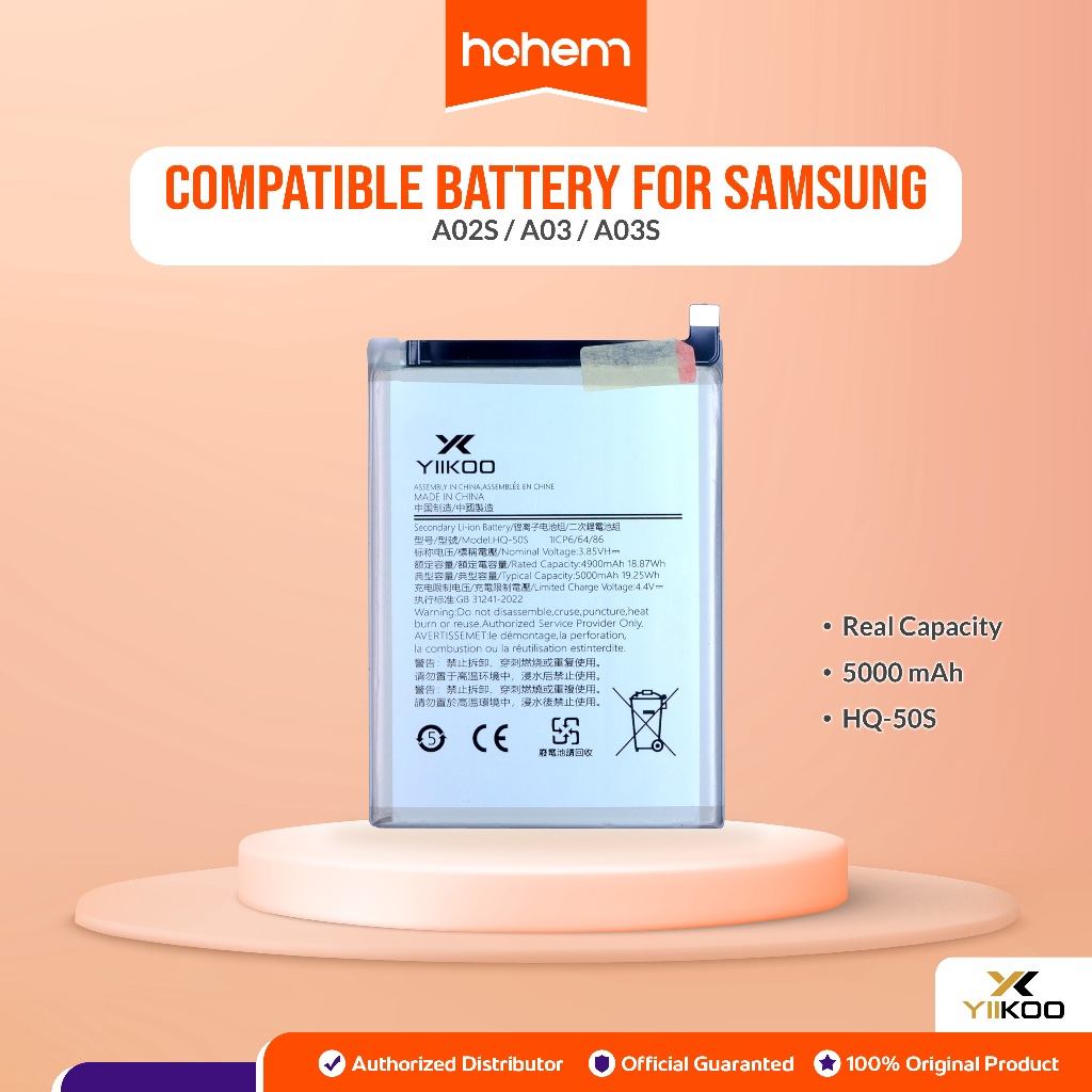 Jual YIIKOO Baterai Samsung Galaxy A02S A025 A025F A03S A037 A037F HQ-50S HQ50S Batre Batrai ...