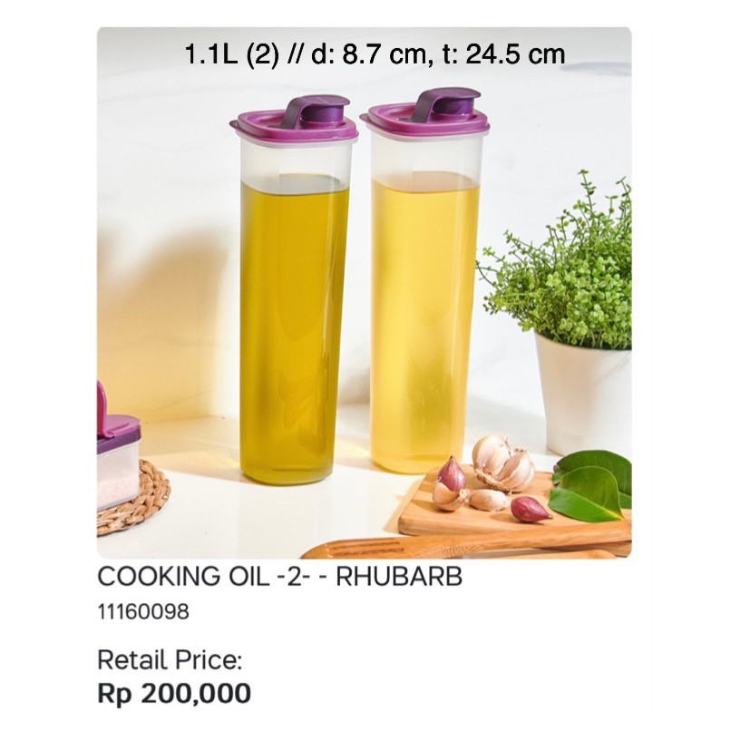 Jual Tempat minyak goreng Tupperware Cooking Oil 1 pc ukuran 1.1 Liter ...