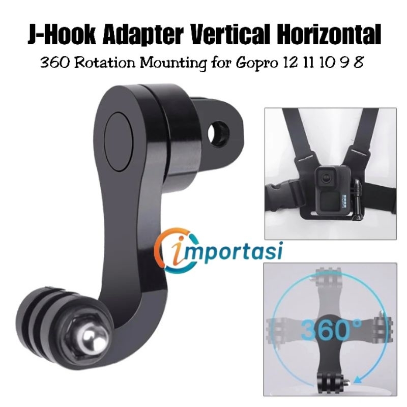 Jual J Hook Adapter Vertical Horizontal Mount 360 GoPro Insta360 Osmo ...