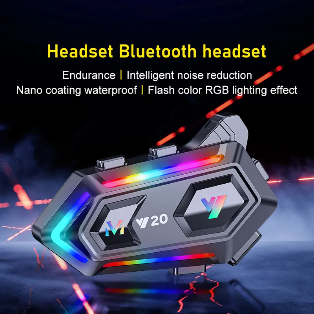 Jual Y20 Headset Bluetooth Headset Helm mirip intercom Motorcycle RGB ...