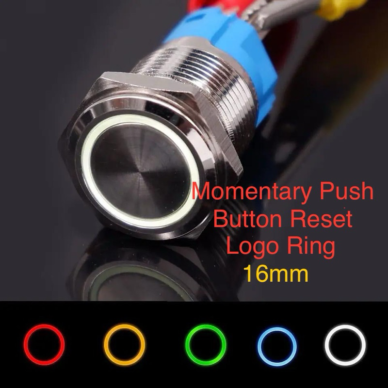Jual Saklar Momentary 12 24V 220V 16Mm Led Ring Push Button Switch ...