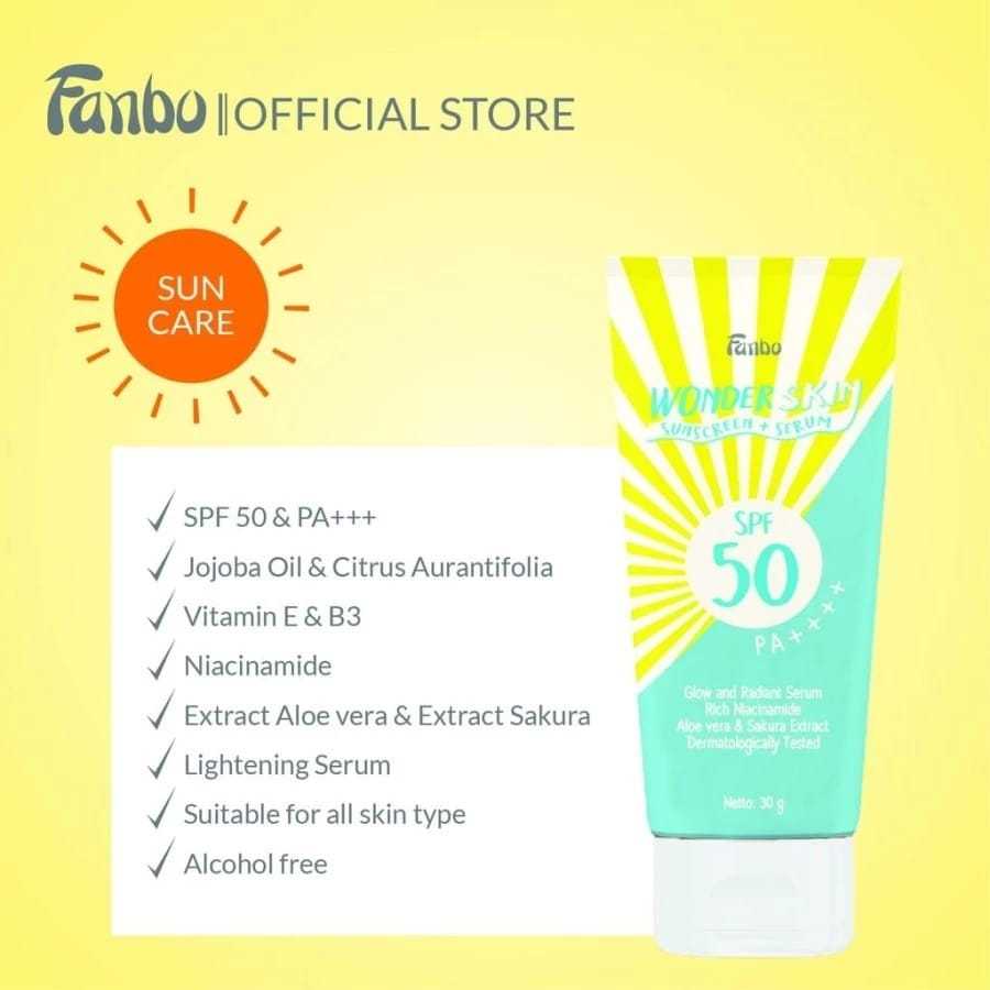 Jual Fanbo Wonder Skin Sunscreen & Serum - SPF 50 PA ++++ 30gr ...