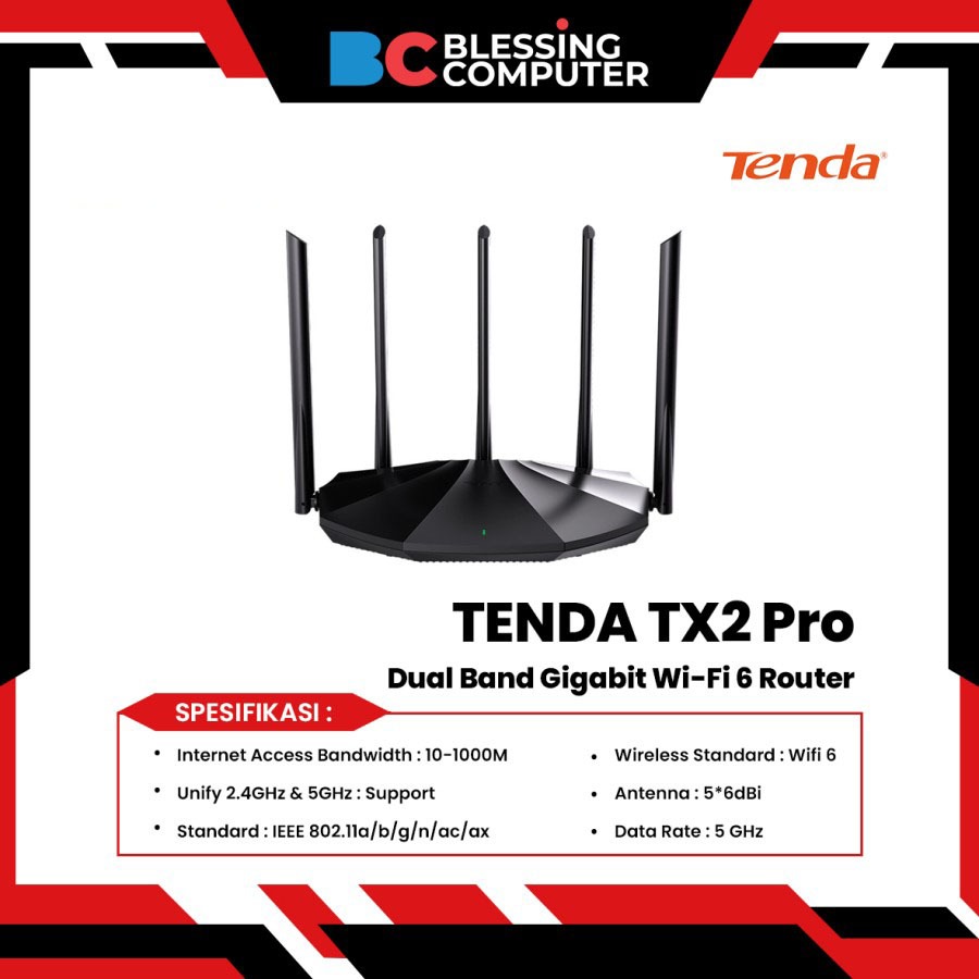 Jual TENDA TX2 Pro Dual Band Gigabit Wi-Fi 6 Router | Shopee Indonesia