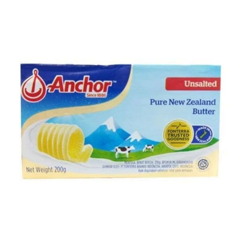 Jual Butter Anchor Premium Unsalted / Tawar 200gr New Zealand Halal ...