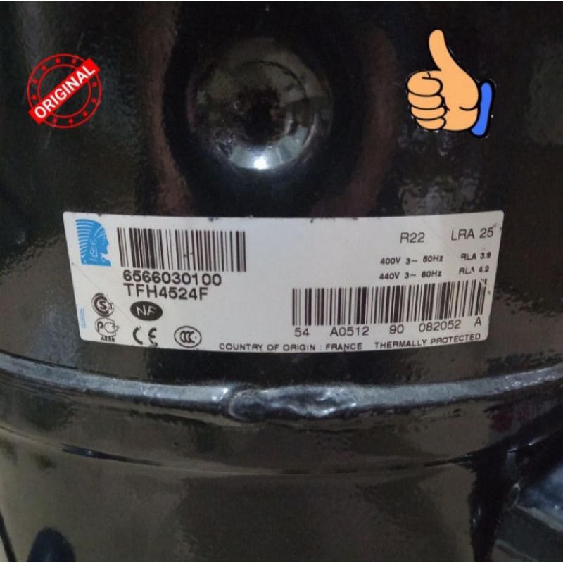 Jual Tecumseh Compressor R 22 TFH 4524 F 2 HP 400-440 Volt (Hermetic ...