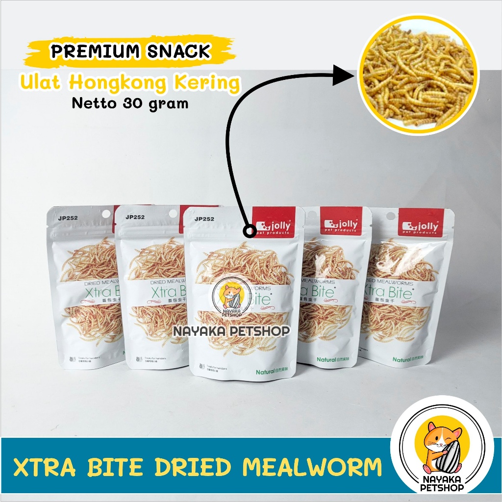 Jual PREMIUM SNACK Hamster Ulat Hongkong Kering 30 gr Jolly Xtra Bite ...