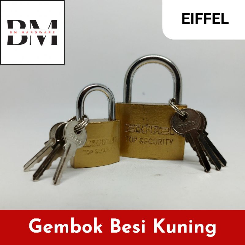 Jual Gembok besi Kuning EIFFEL 32mm dan 50mm (3 Kunci) | Shopee Indonesia