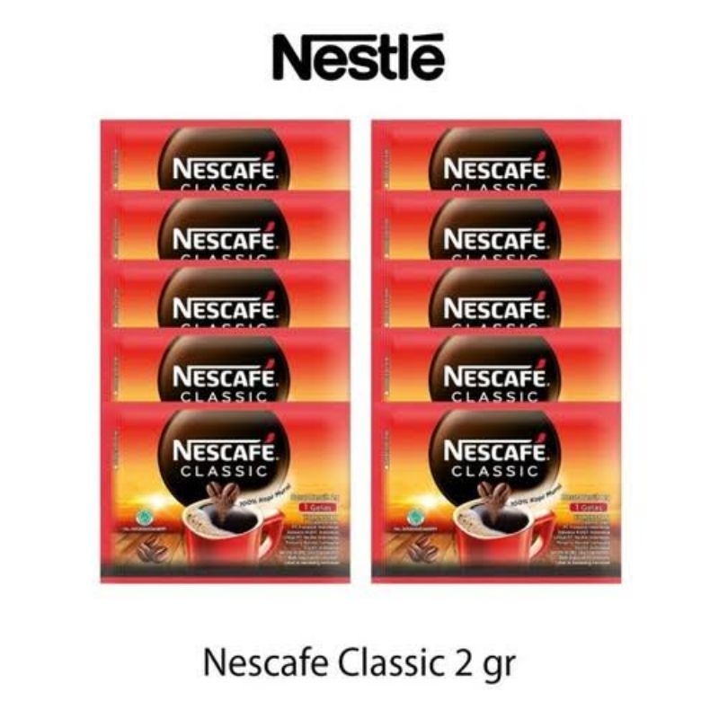 Jual Nescafe Classic 2gr 2 gram isi 10 Sachets (1 Renceng) Original ...