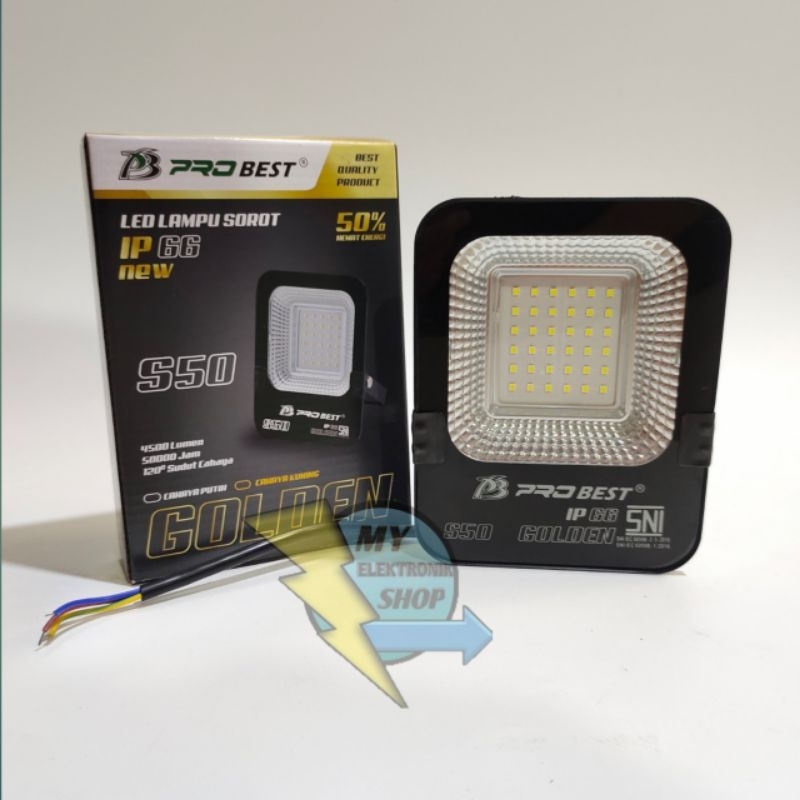 Jual Lampu Sorot LED AC 50Watt Lampu PROBEST GOLDEN IP 66NEW Lampu Sorot AC LED S50 LED Lampu ...