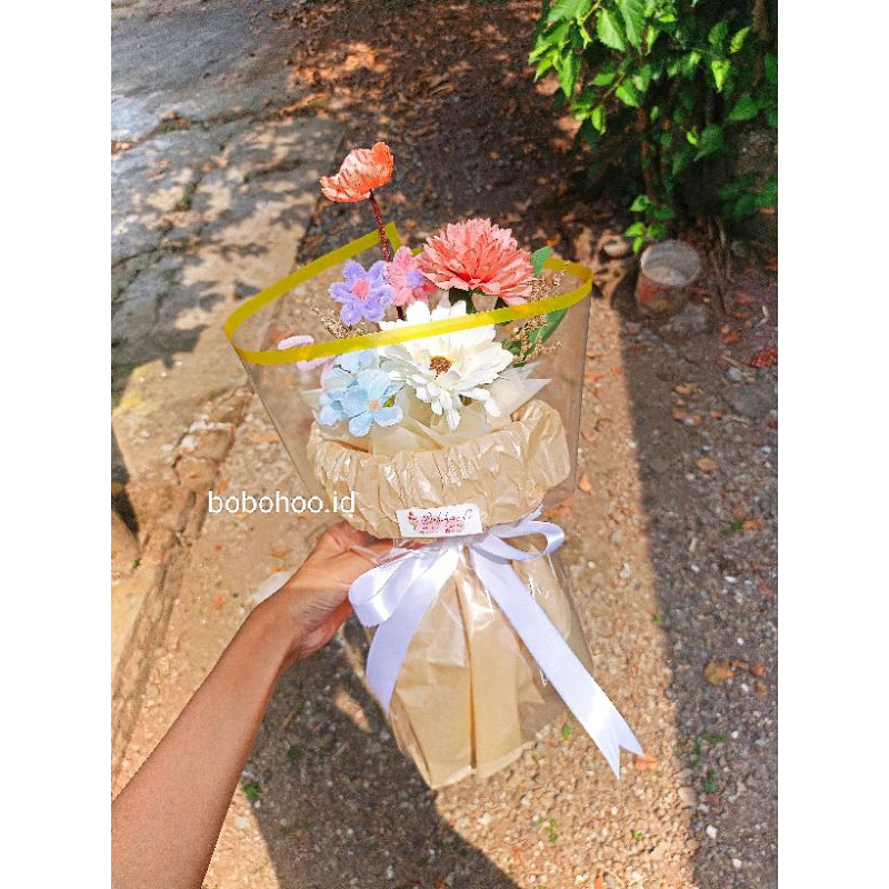Jual korean round buket / buket bulat artificial / buket bunga ...