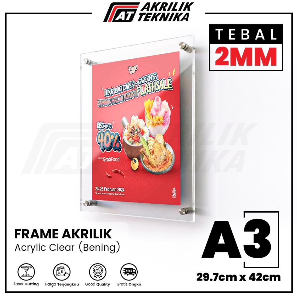 Jual Special Pr Frame Bingkai Display Poster Akrilik Menu Dinding Ukuran A3 | Shopee Indonesia