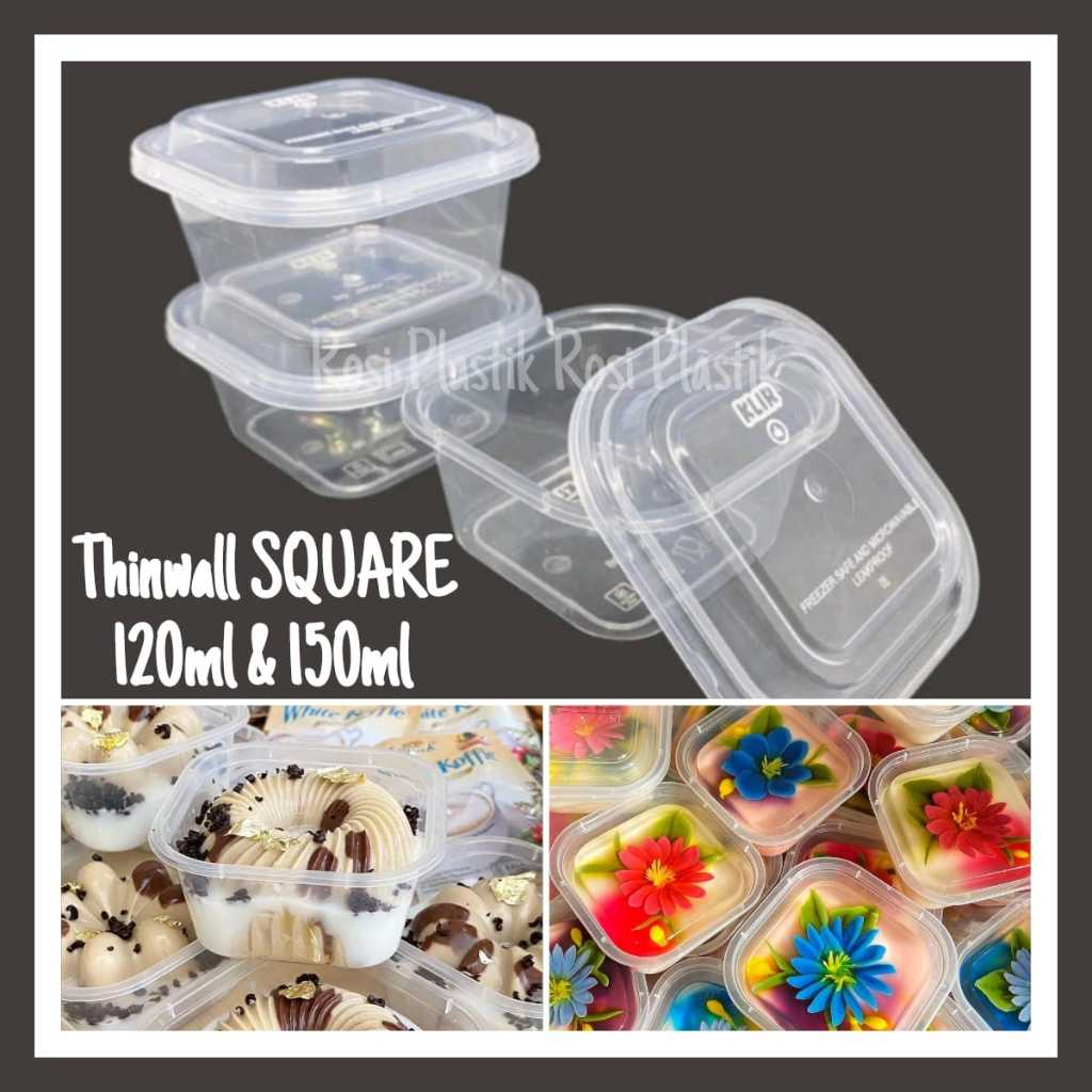 Jual Thinwall Square 120ml & 150ml 1PACK ISI 25 BIJI / Container Kotak ...