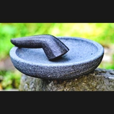 Jual Cobek / Cowek Batu Asli Batuan Gunung Merapi Diameter 24cm BATAM ...