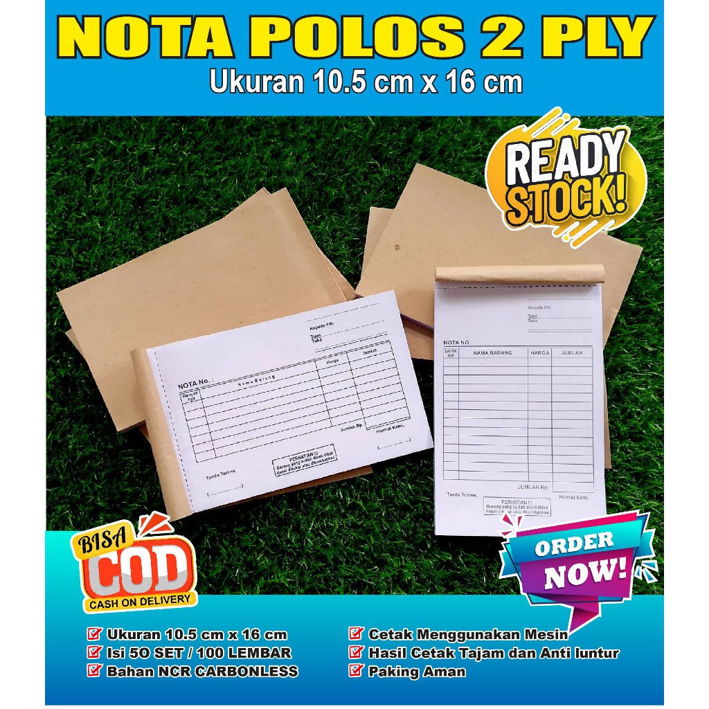 Jual (100 LEMBAR) NOTA KONTAN 2 PLY | NOTA 2 RANGKAP | NOTA 1 PLY ...