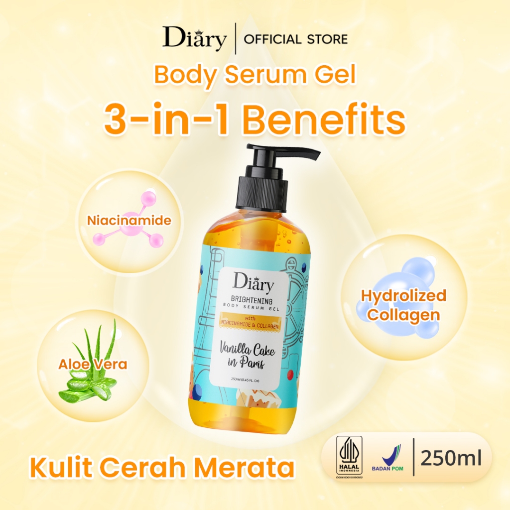 Jual Diary Body Serum Gel Brightening with Niacinamide / Body lotion ...