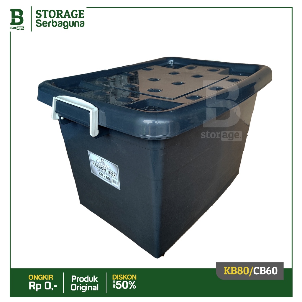 Jual Container Box Jumbo KB 80 L Penyimpanan Plastik Hitam 60 LIter ...