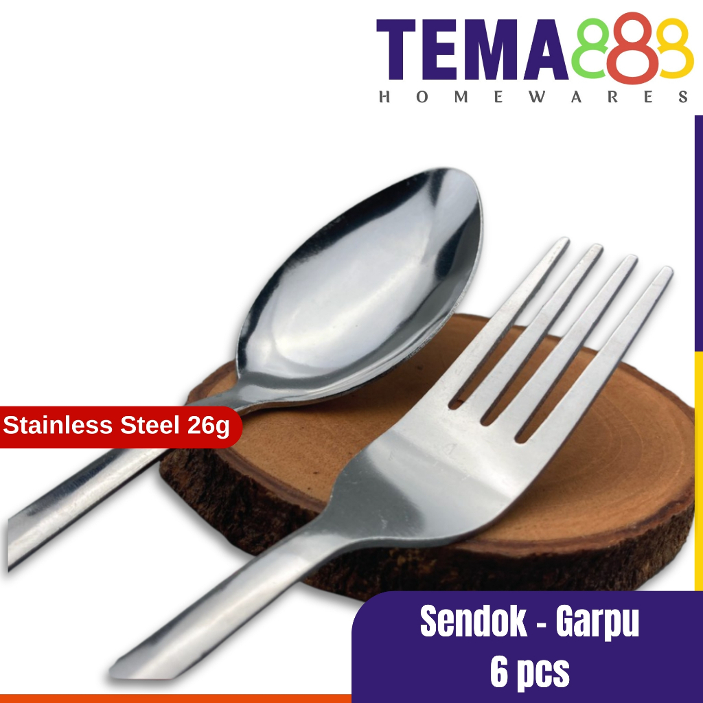 Jual [6 pcs] Sendok Garpu Makan Stainless 26 gram Alat Makan Set ...