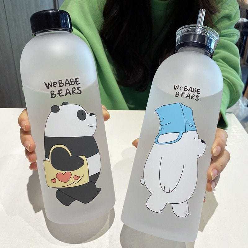Jual Botol Minum Lucu Motif Hewan Panda Beruang Dengan Sedotan 1000ml ...