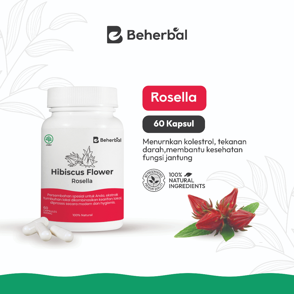 Jual Beherbal Kapsul Rosella Pure Hibiscus Flower Capsule Mengobati ...