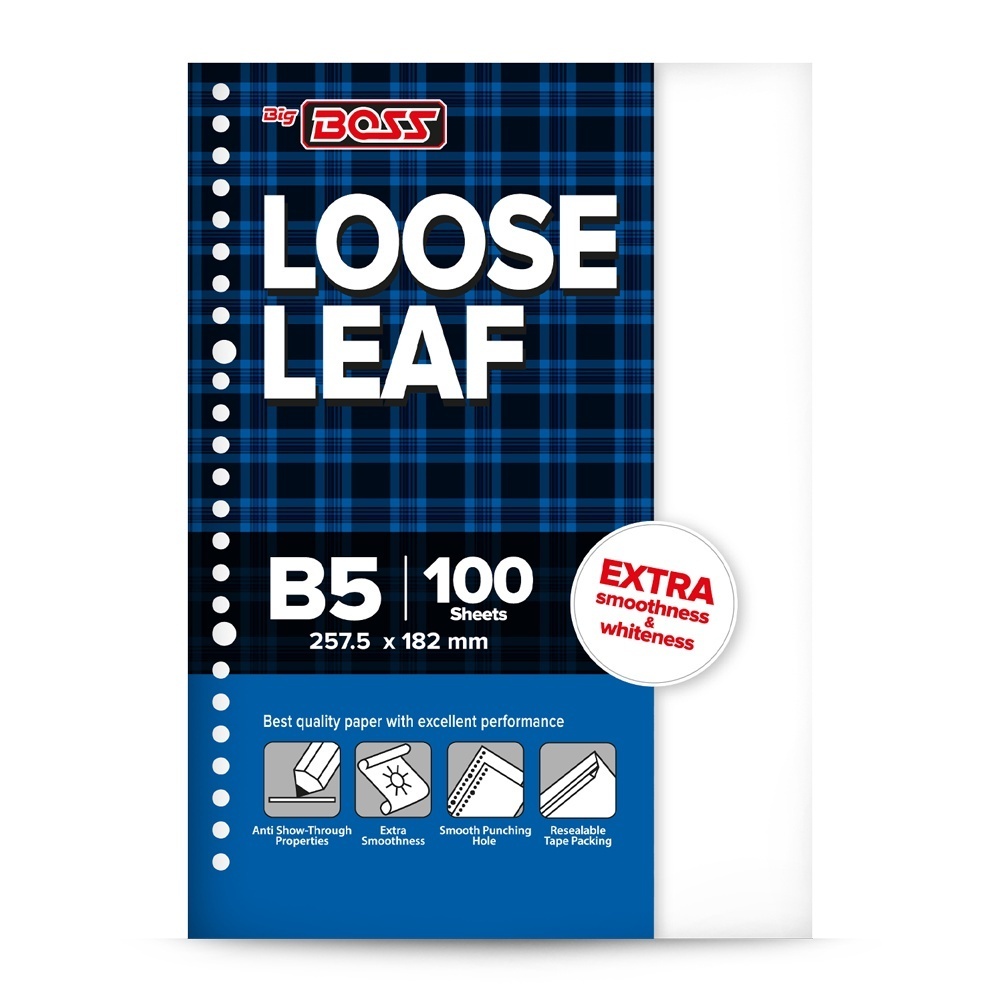 Jual Loose Leaf Big Boss B5 Polos isi 100 Lembar / Isi Binder Polos ...