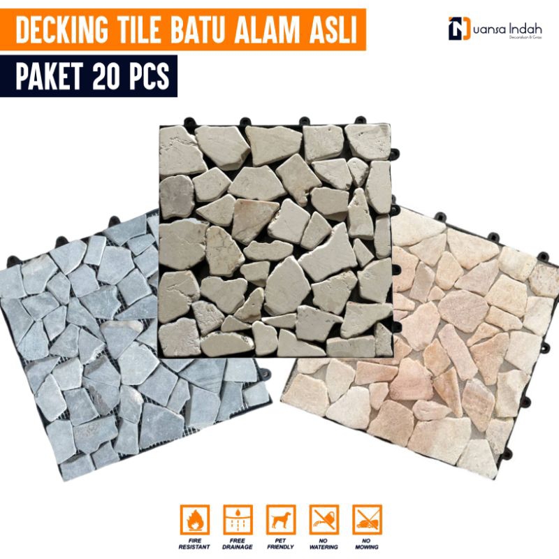 Jual PAKET 20 DECKING TILE BATU ALAM ASLI | Shopee Indonesia
