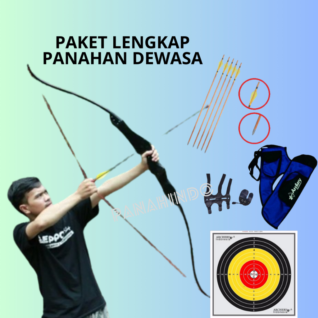 Jual PANAHINDO - Paket Lengkap Panahan R60 Black Dewasa Full Set ...