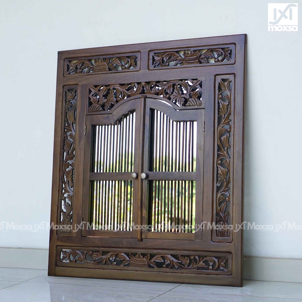 Jual Cermin Dinding Pigura Kayu Jati Kaca Krepyak | Shopee Indonesia