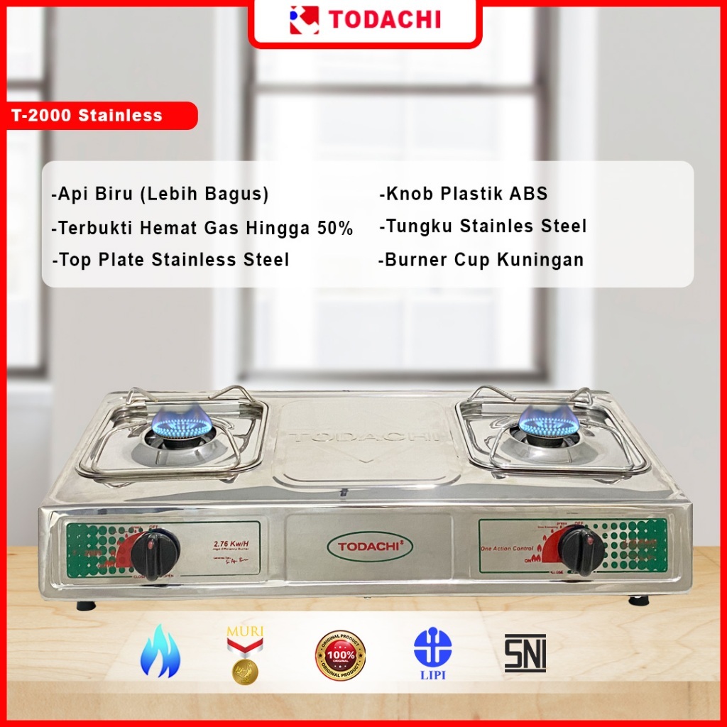 Jual Todachi Kompor Gas Stainless 2 Tungku 70 cm T-2000 SS | Shopee ...